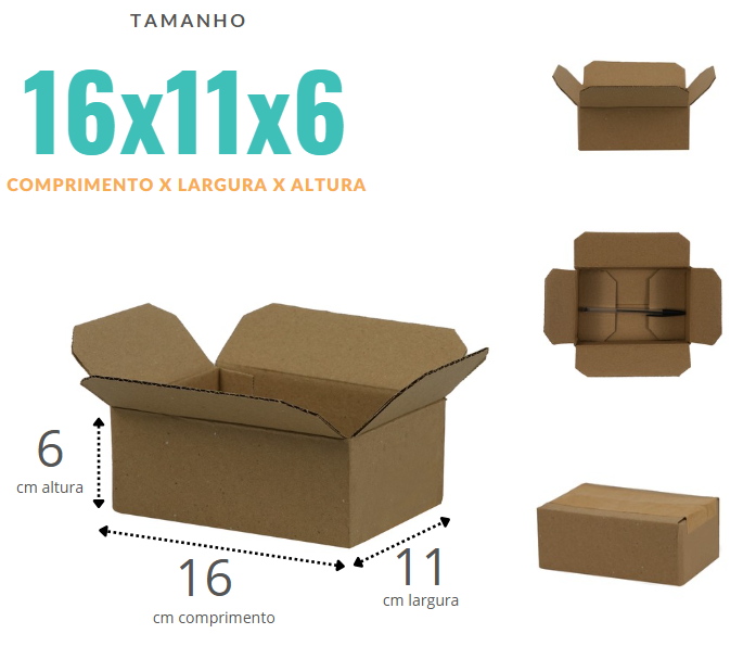 Caixa de Papelão – Tamanho 16x11x6 cm – R$ 0,50 no atacado (1000 ...