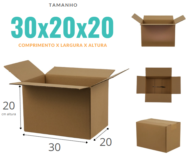 Caixa de Papelão – Tamanho 30x20x20 cm – R$ 2,22 no atacado (100 ...